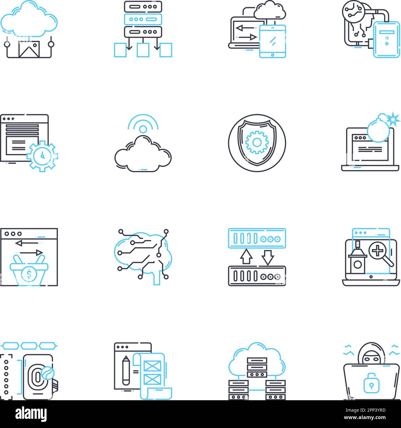 Digital Transformation Linear Icons Set Innovation Disruption Automation Integration