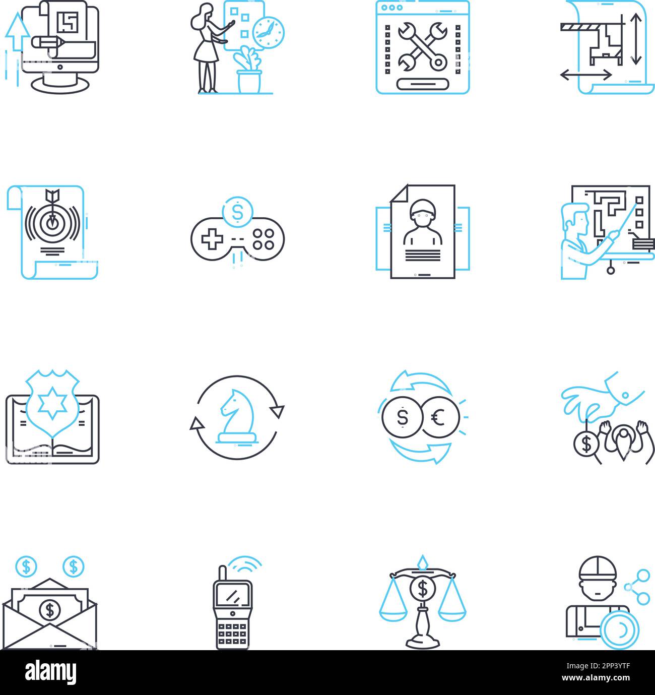 Fraudulence linear icons set. Deception, Falsification, Imposture, Scam ...