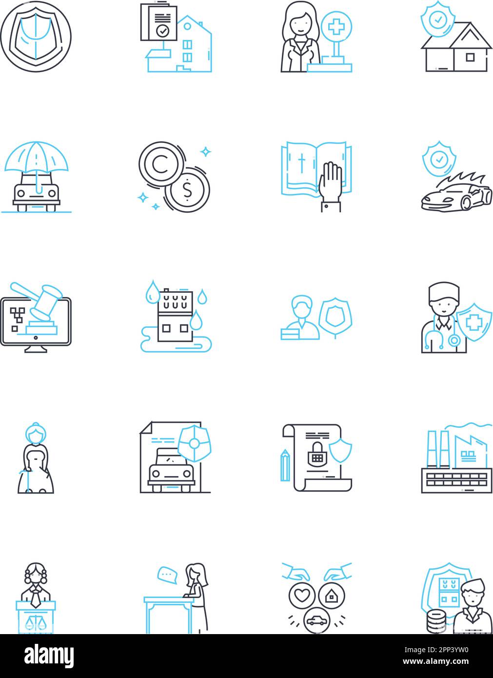 Safeguard linear icons set. Security, Protection, Defense, Insurance ...