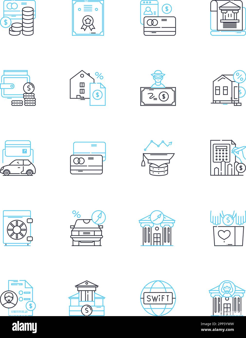 Virtual payment linear icons set. Digital, Online, Electronic, Secure, Contactless, E-wallet ...