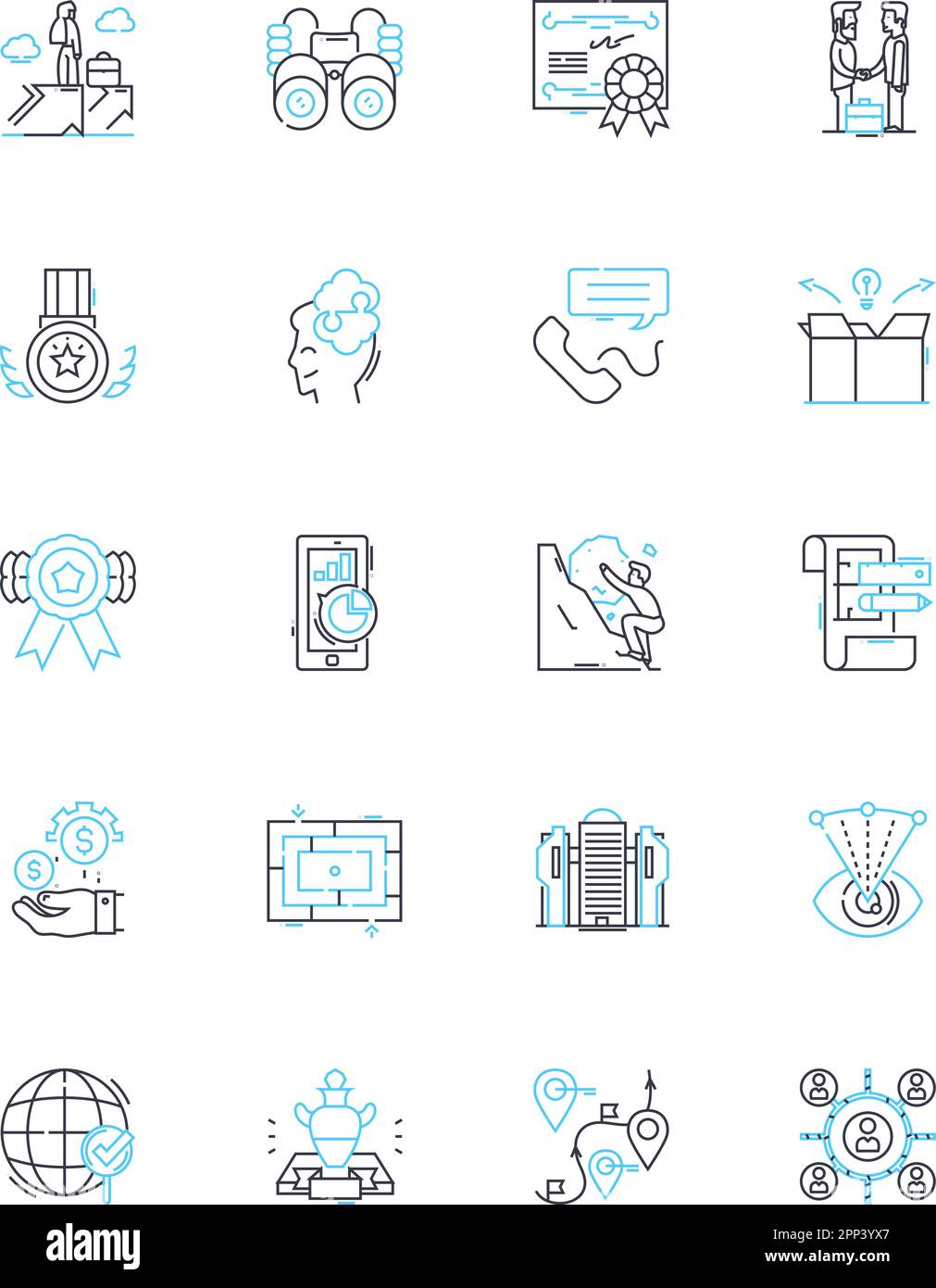 Occupational advancement linear icons set. Promotion, Growth ...