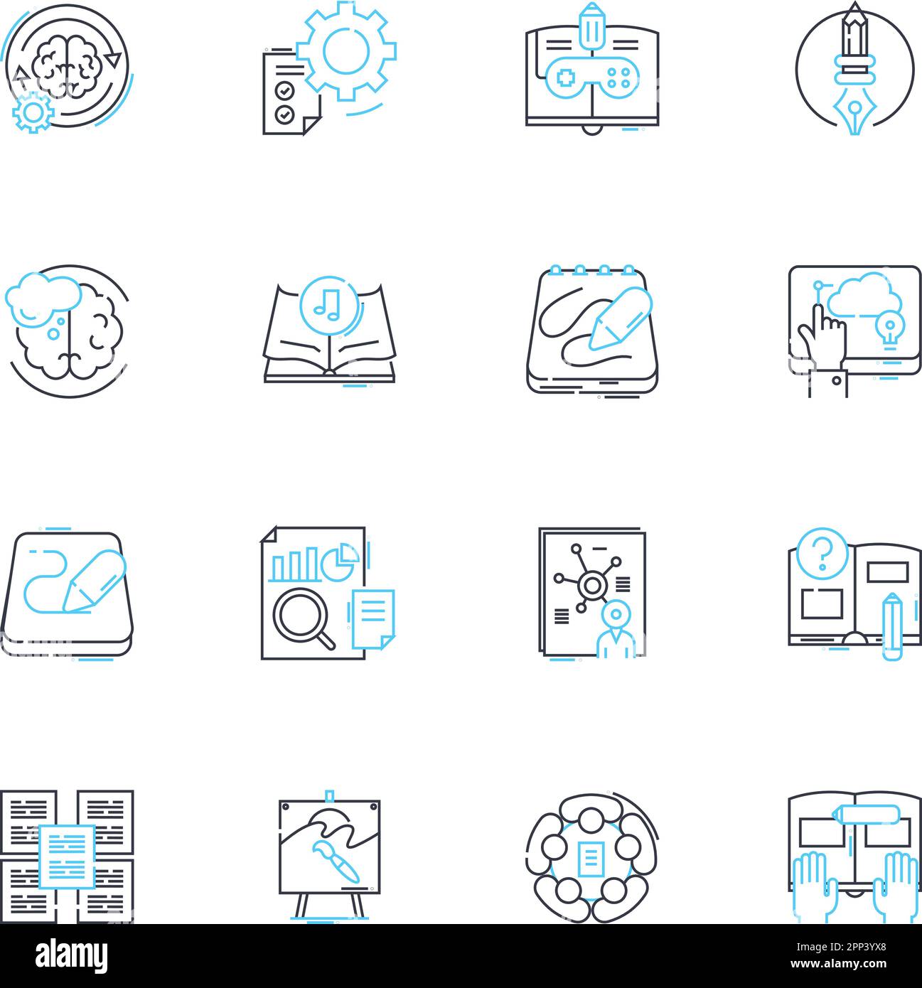Content interaction linear icons set. Clicks, Engagement, Views, Shares ...