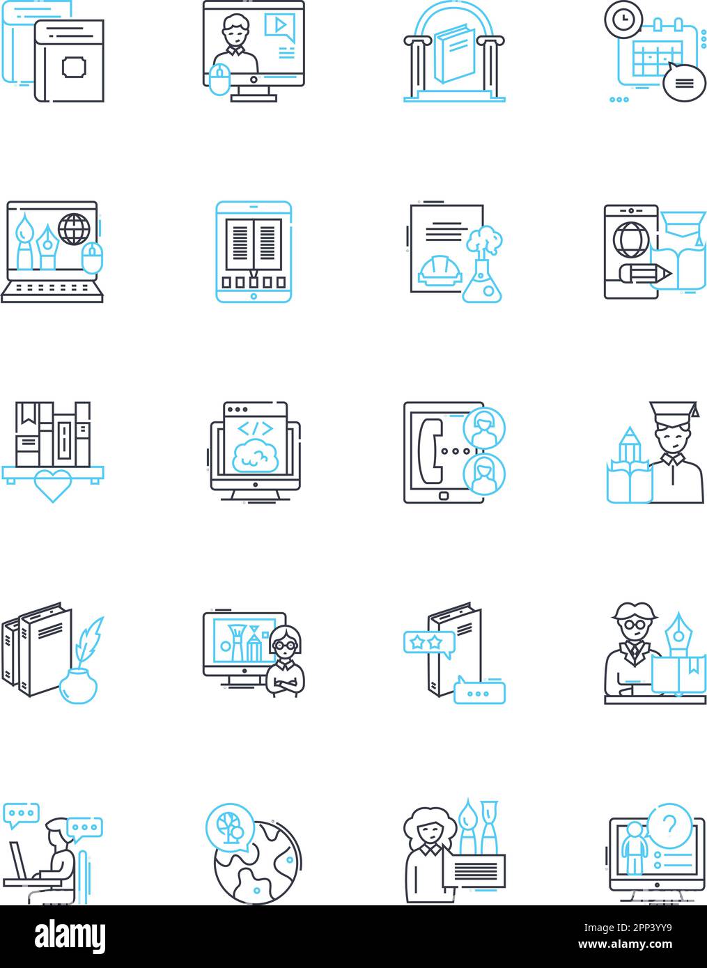 Email production linear icons set. Layout, Design, Copywriting ...