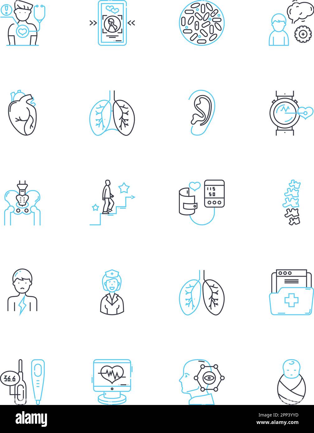 Hereditary wellness linear icons set. Genetics, Inheritance, DNA ...