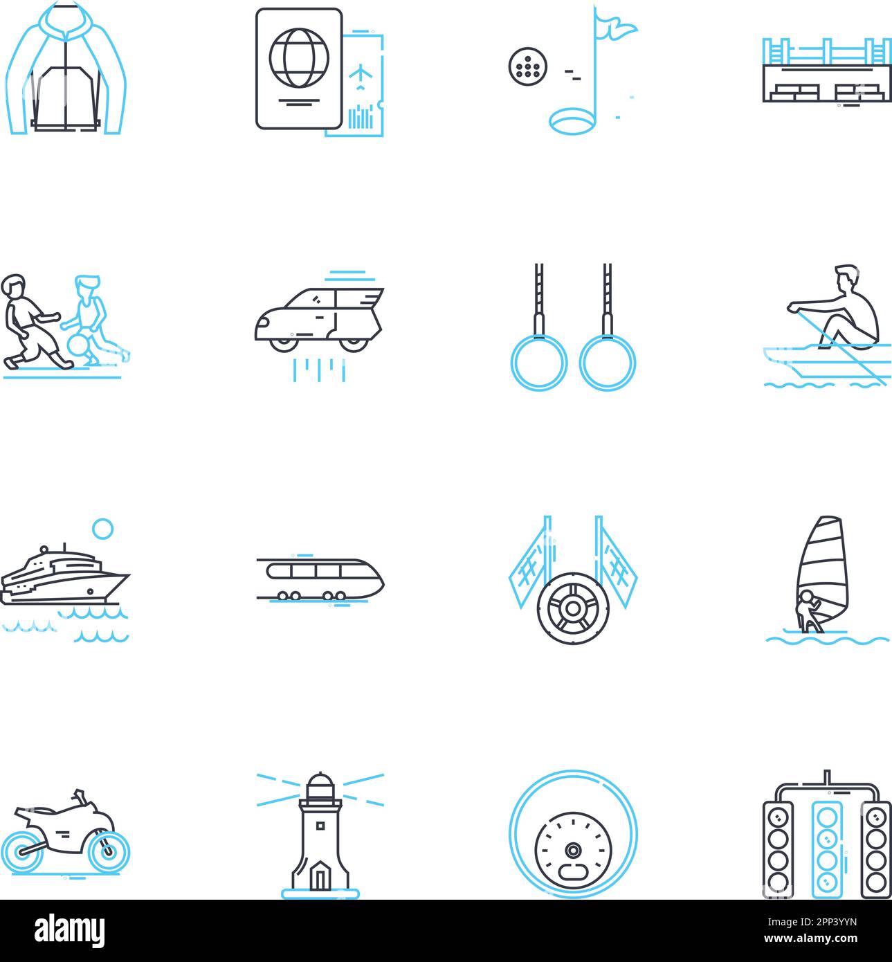 Radical outings linear icons set. Adventure, Rebellious, Explore ...