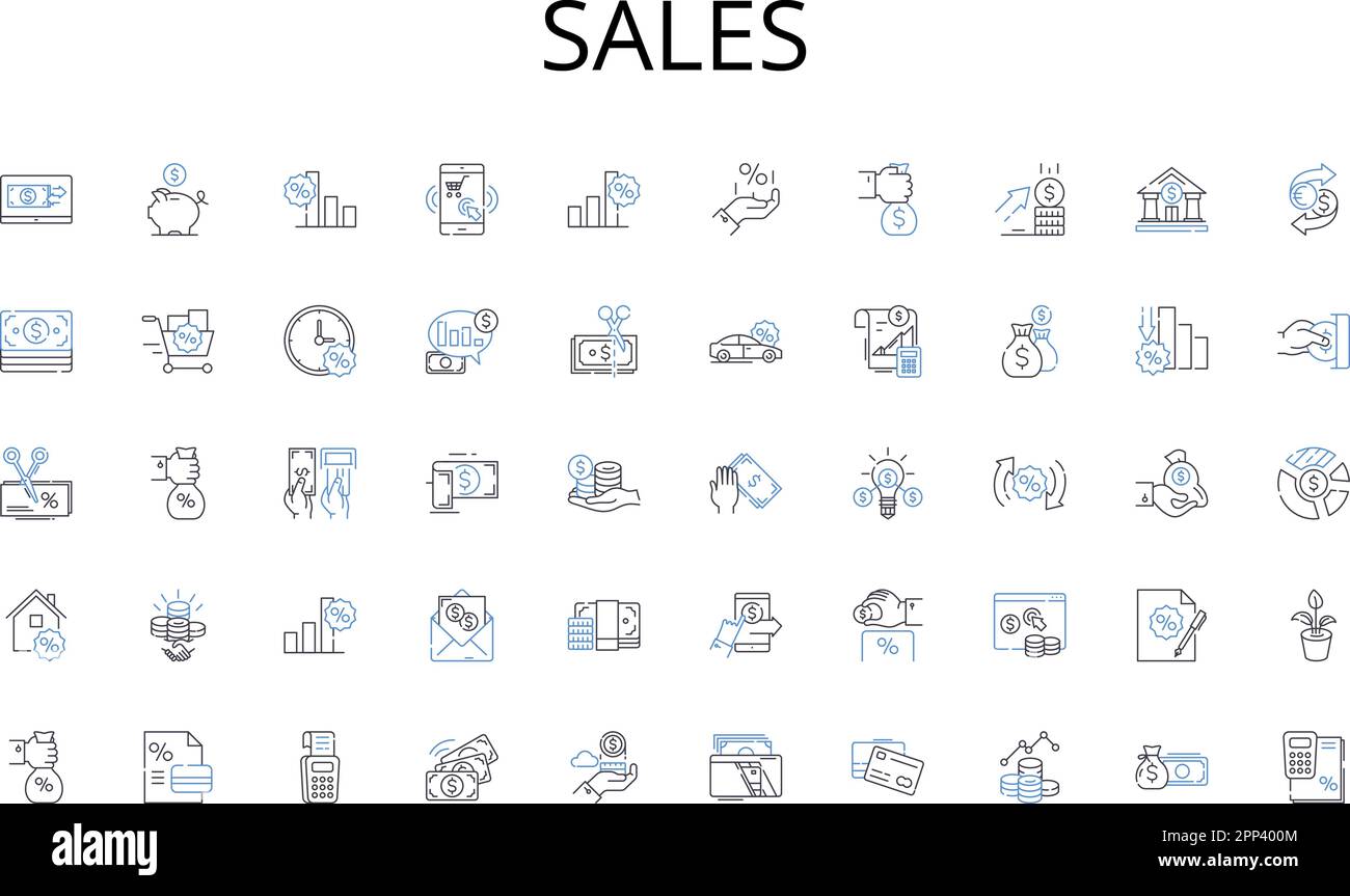 Sales line icons collection. Guide, Manual, Writing, Formats, Details ...