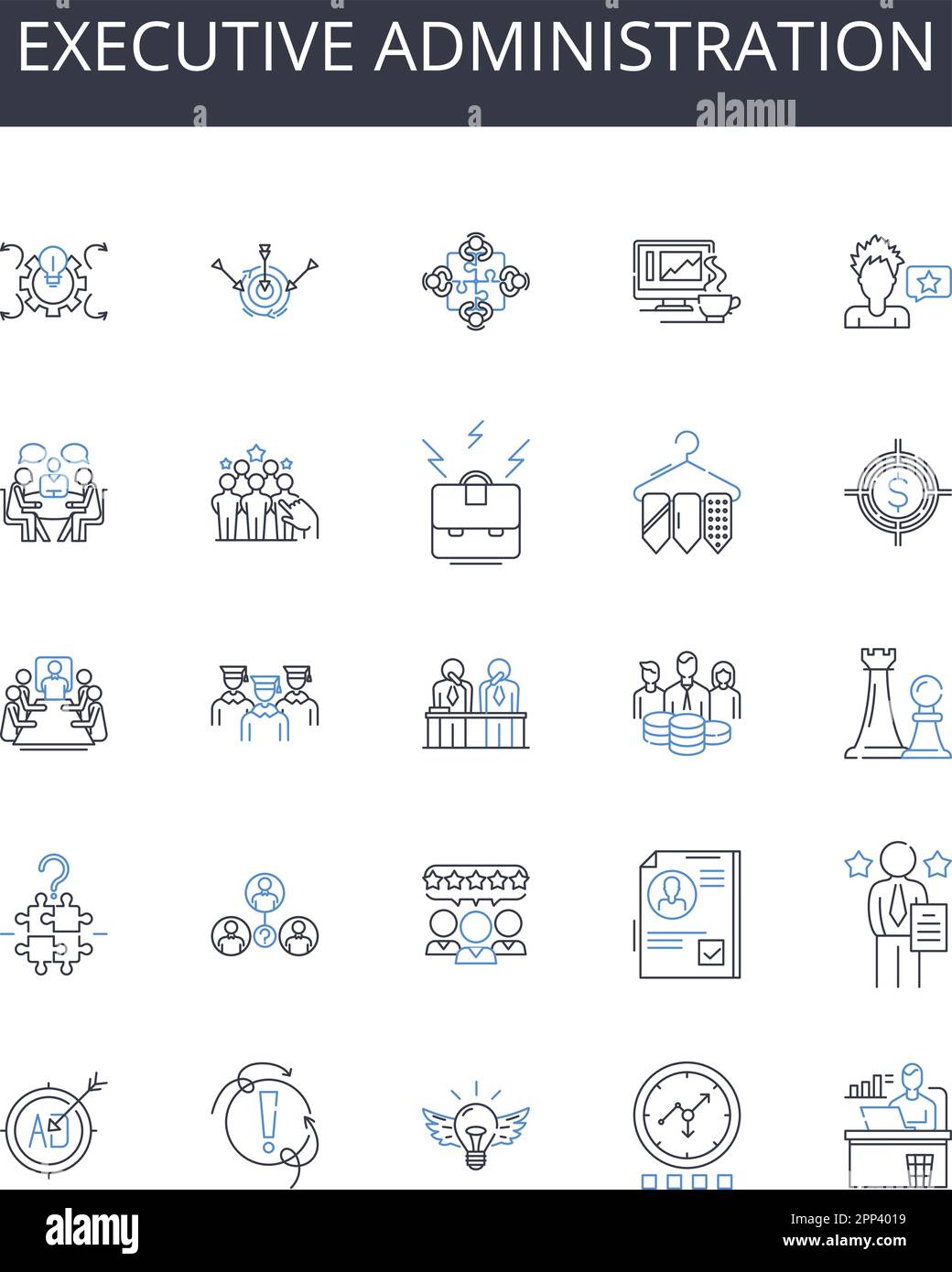 Executive administration line icons collection. Intention, Mission ...