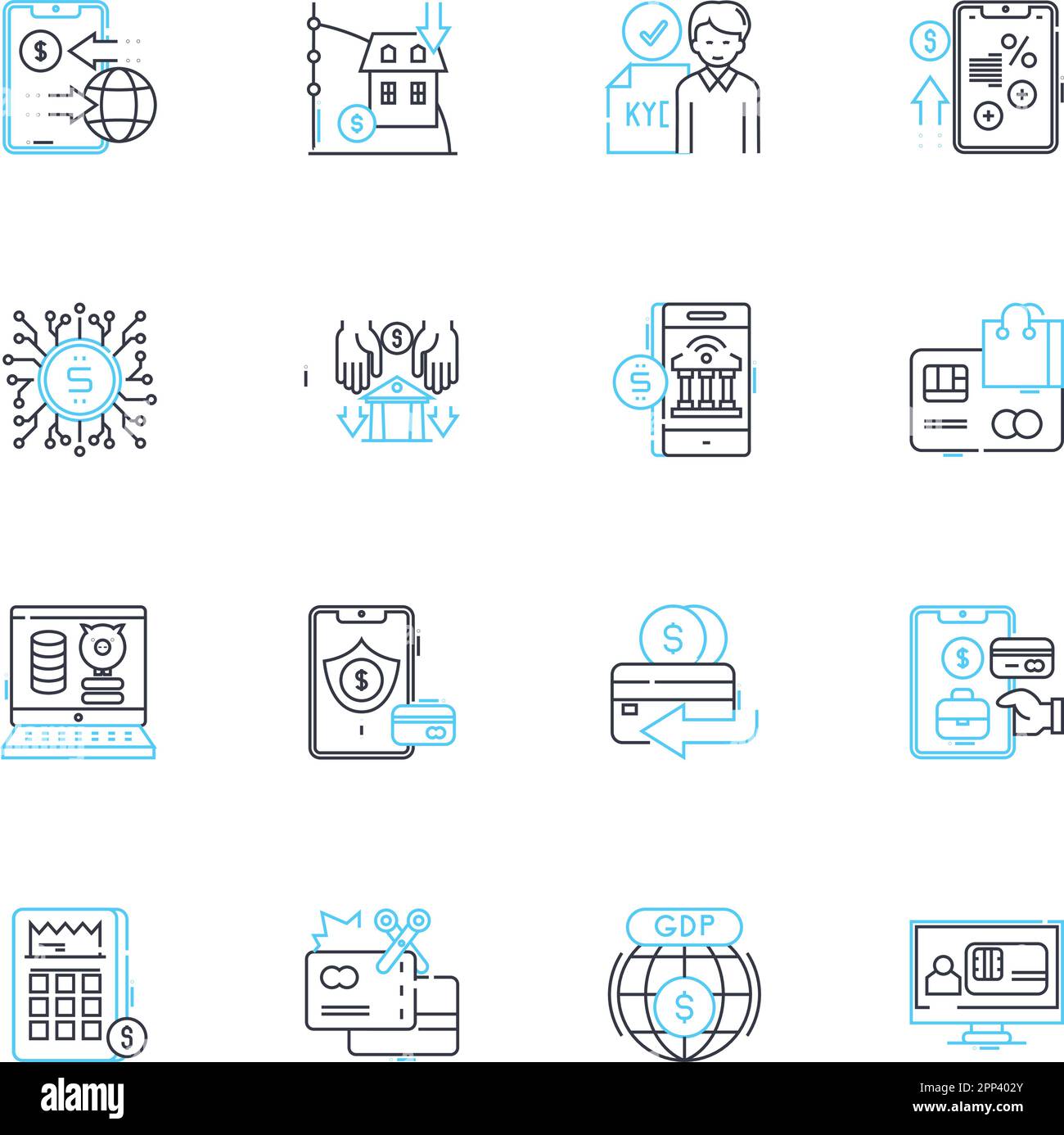 Biotechnology sector linear icons set. Genomics, Proteomics ...