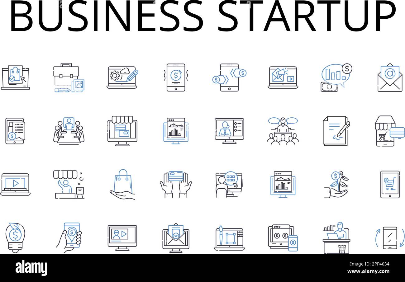 Business startup line icons collection. Entrepreneurial venture, Company launch, New business ...