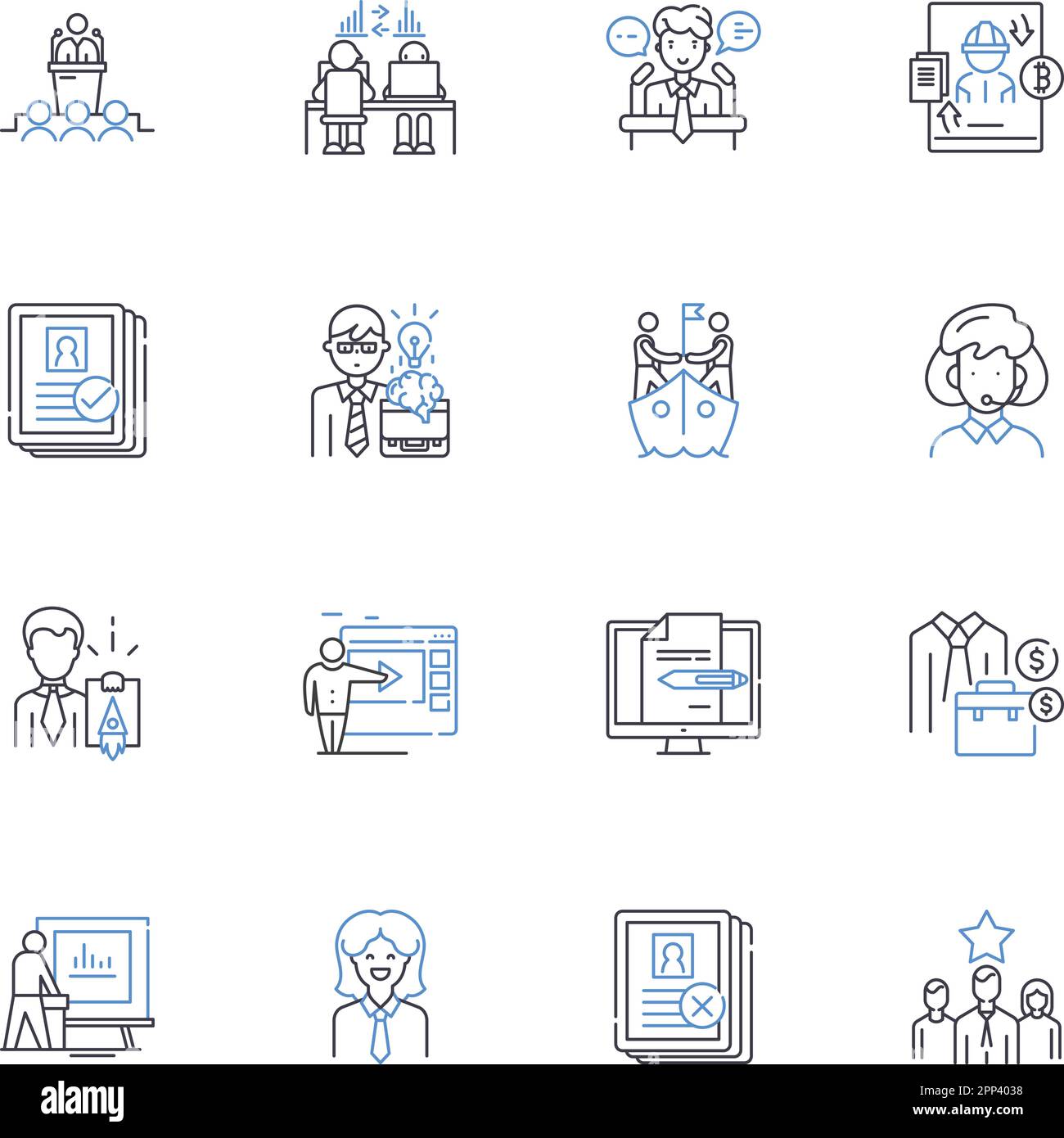 Role pursuing line icons collection. Leadership, Responsibility ...