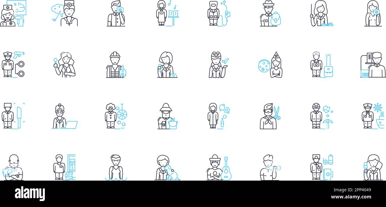 Calling linear icons set. Dialing, Ringing, Contacting, Phoning ...