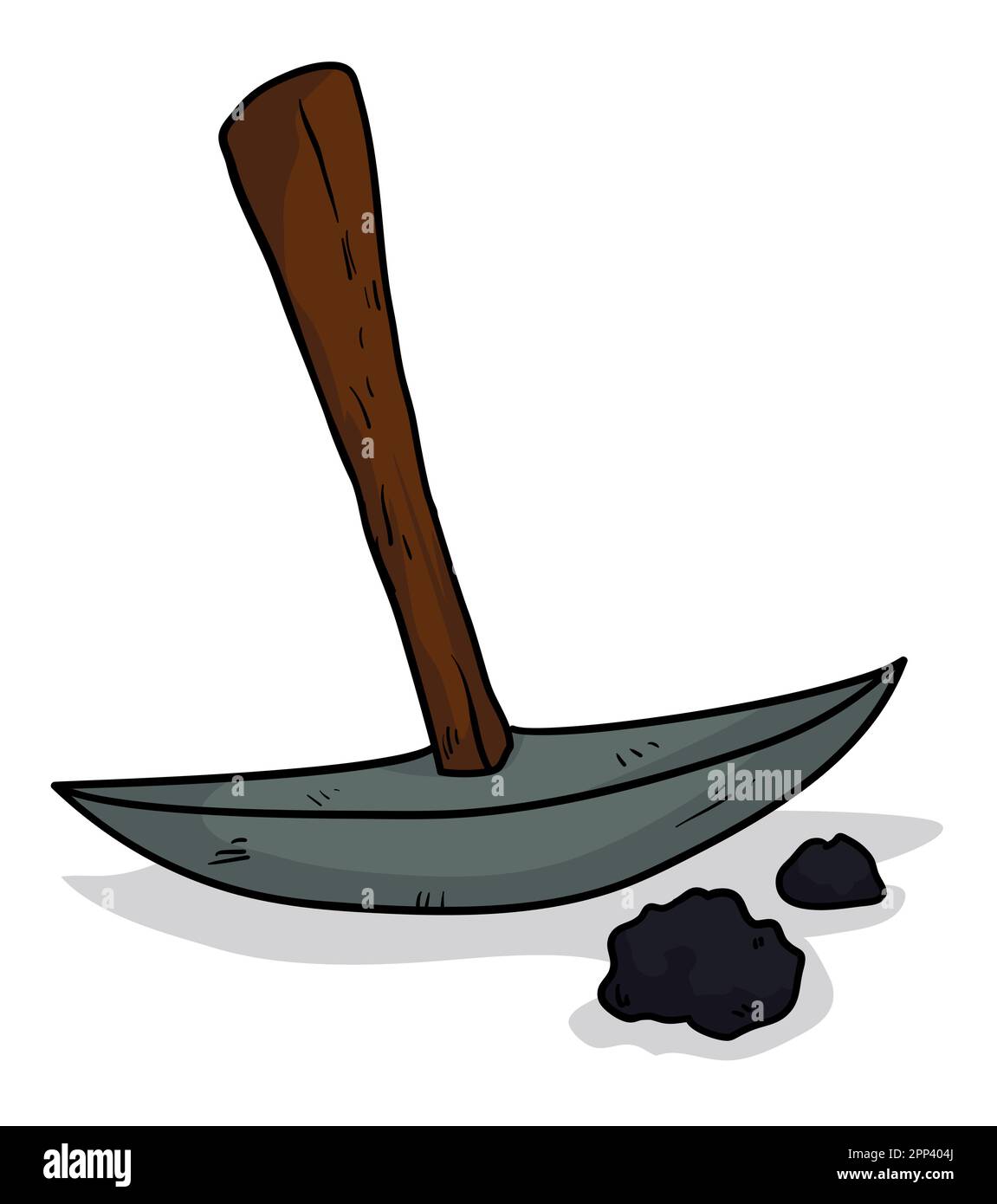 Rustic pick axe with wooden handle and a pair of coals. Design in ...