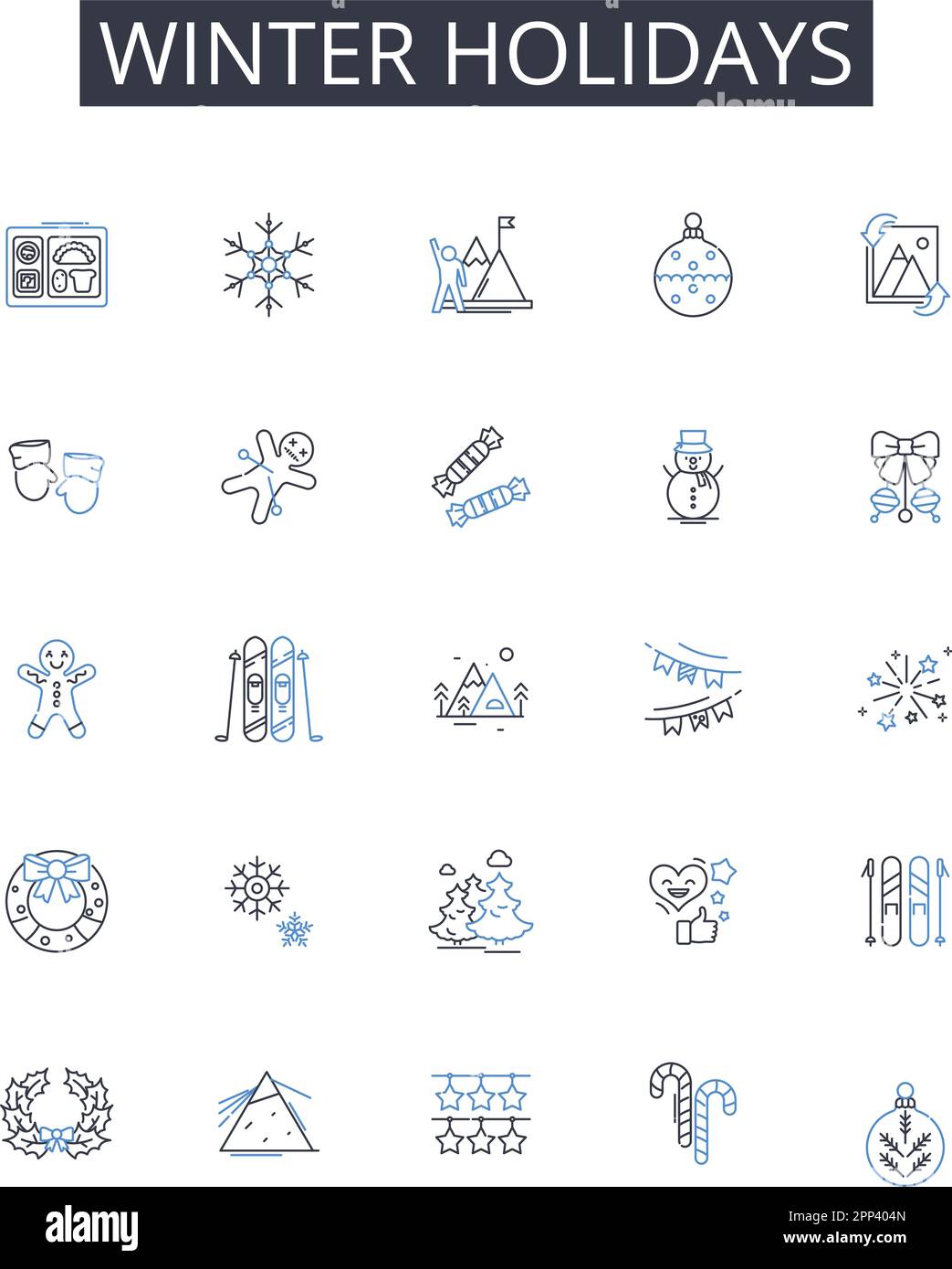 Winter holidays line icons collection. Interactivity, Navigation ...