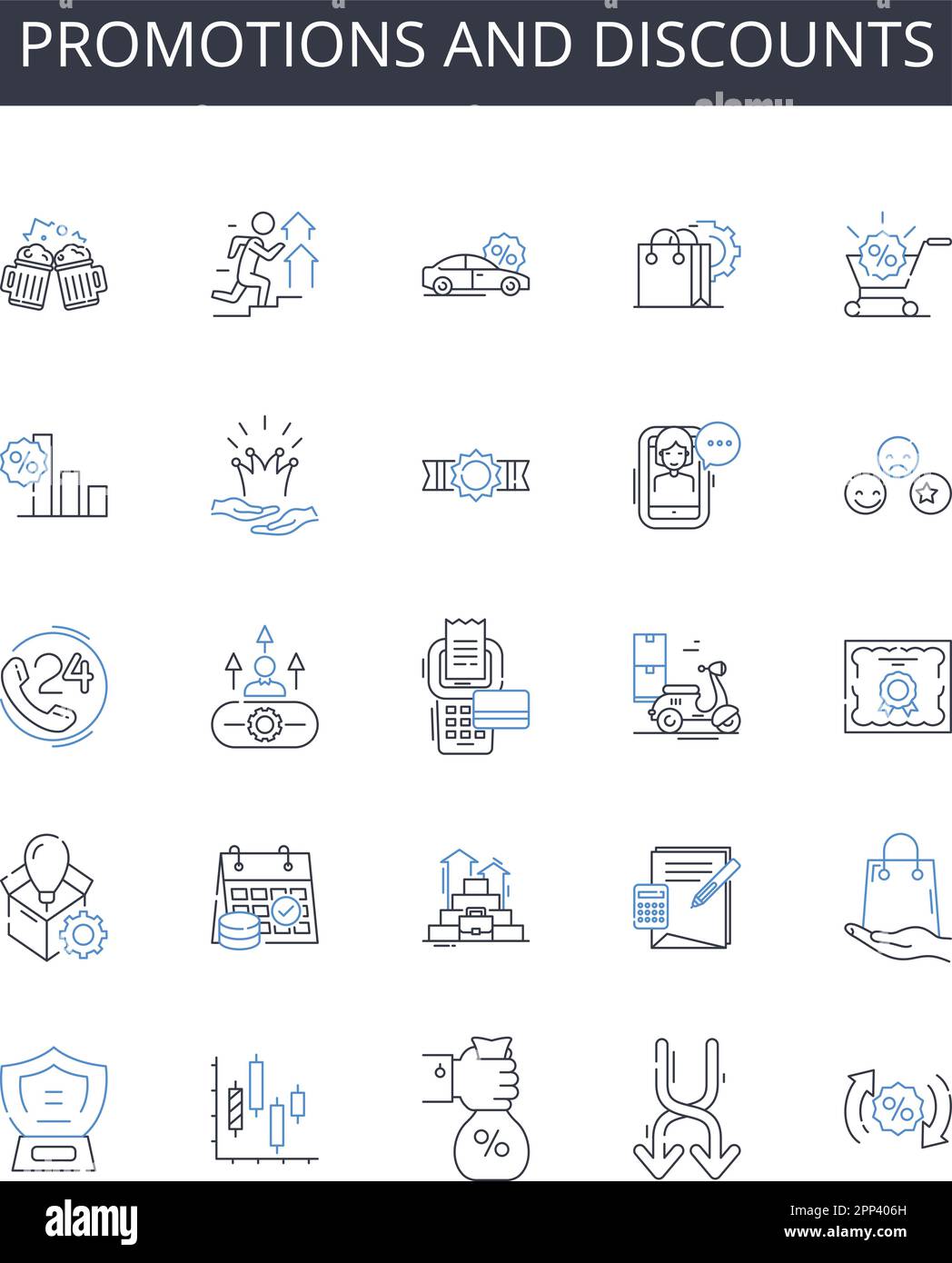 Promotions and discounts line icons collection. Growth, Empowerment ...