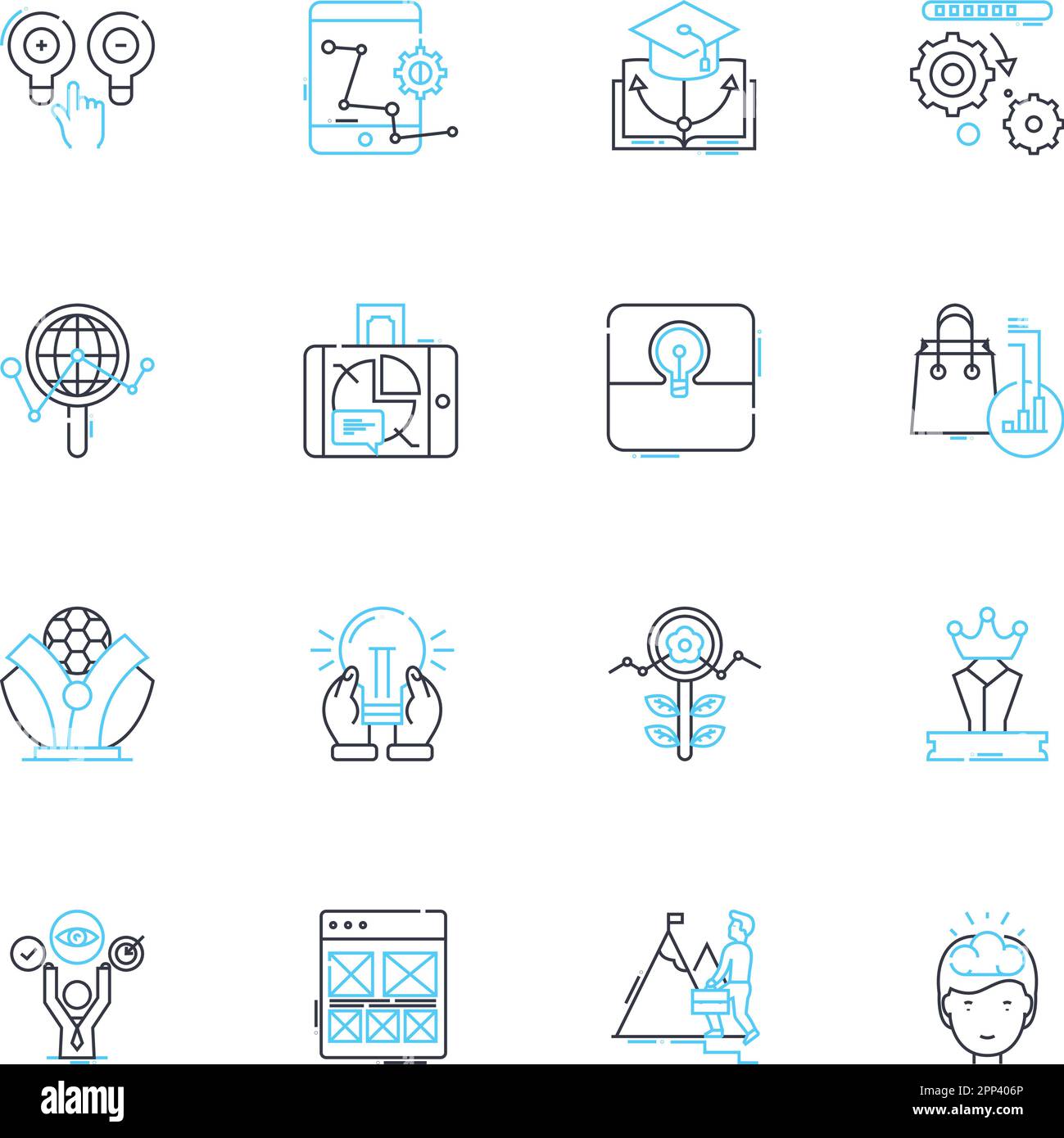 Action planning linear icons set. trategy, Goal, Plan, Execution ...