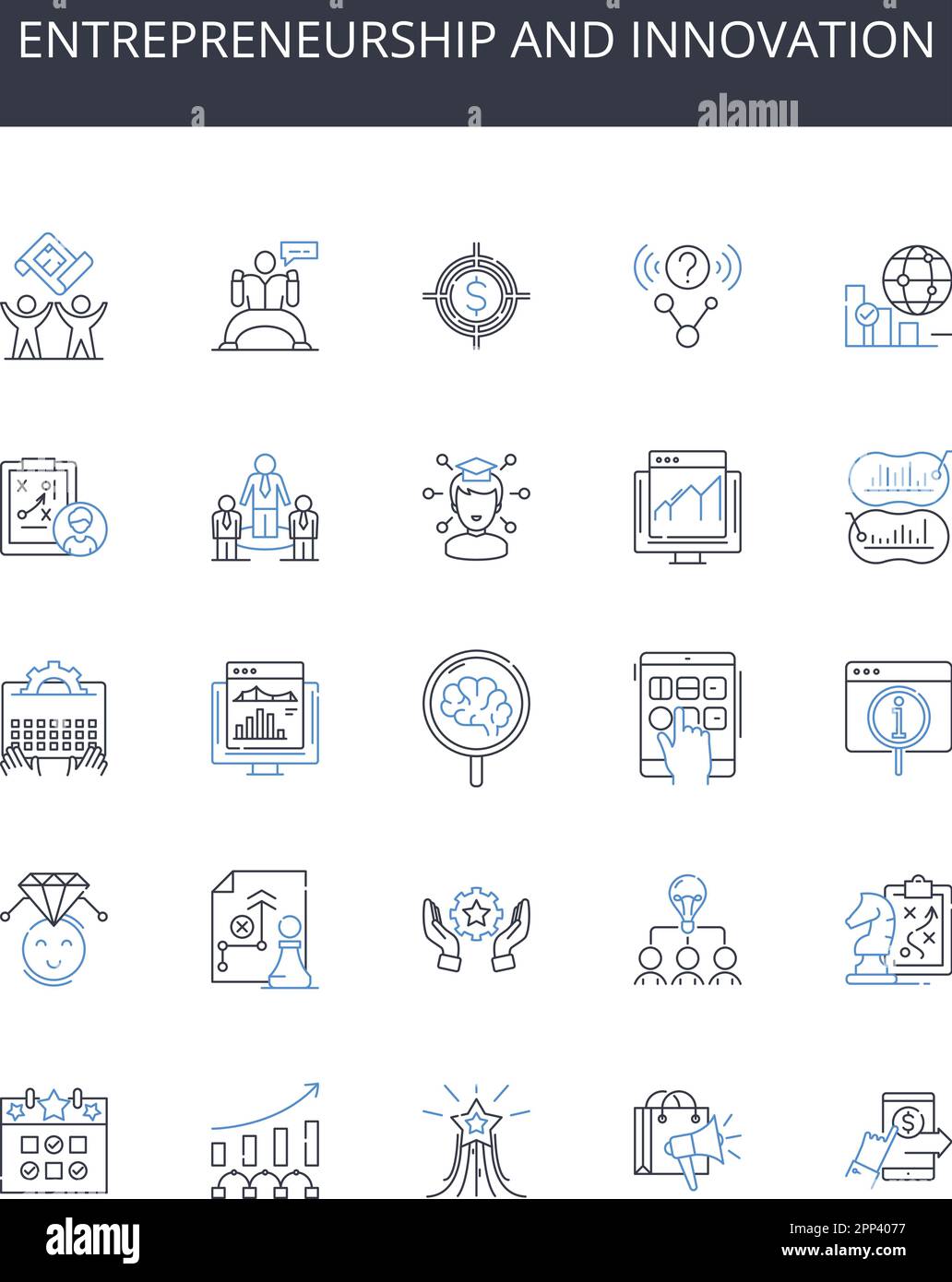 Entrepreneurship and Innovation line icons collection. Creativity and ...