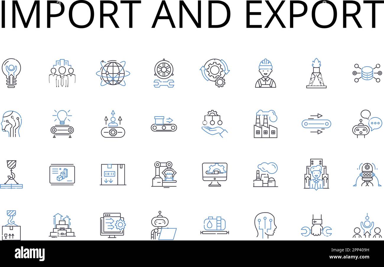 Import and export line icons collection. Trade, Commerce, Transaction ...