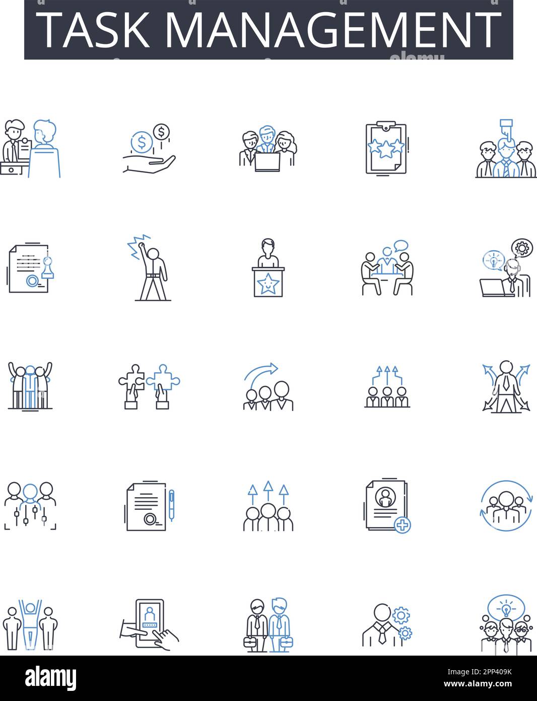 Task management line icons collection. Time management, Project ... Task management line icons collection. Time management, Project ...