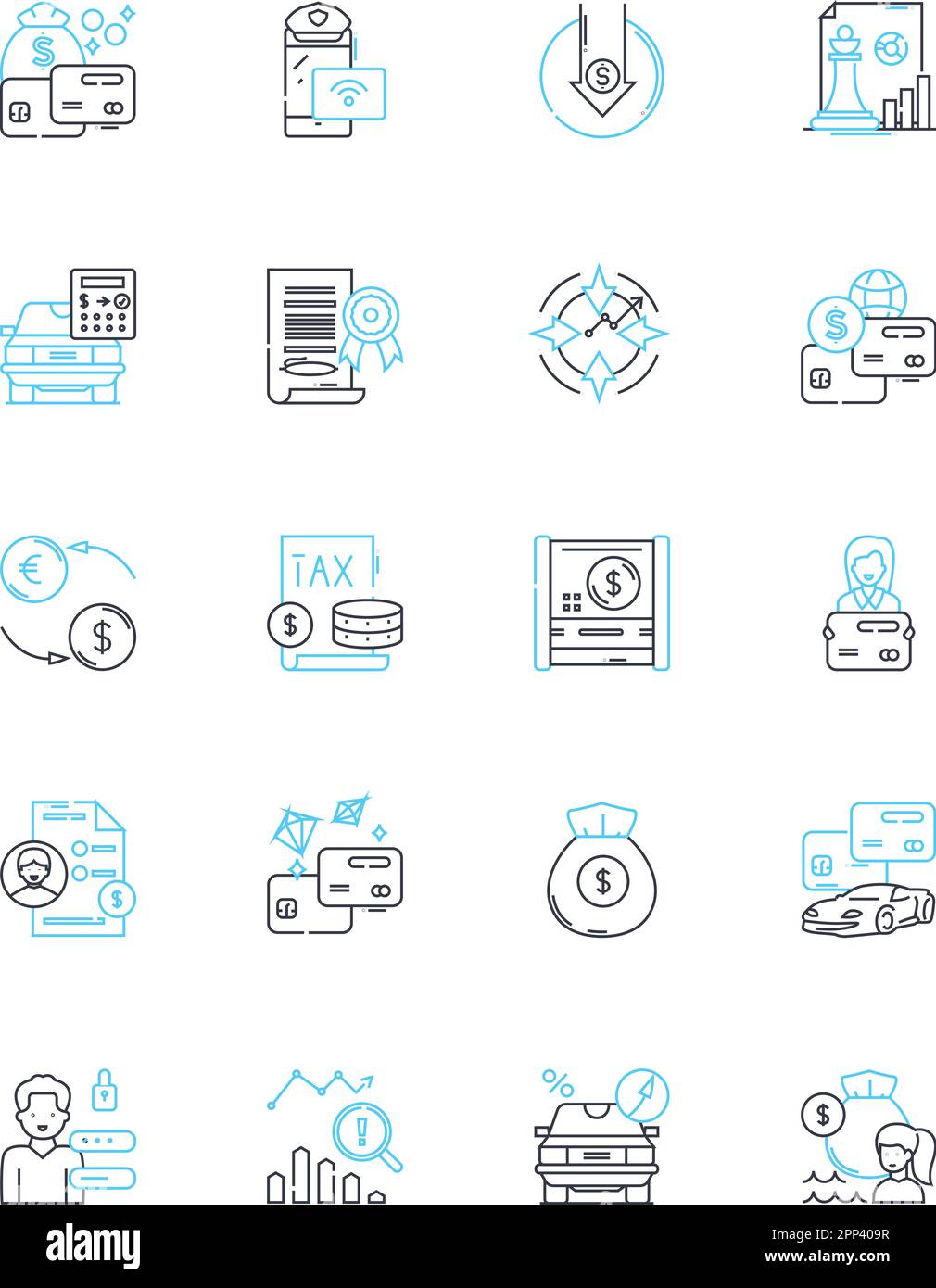 Economic analysis linear icons set. Macroeconomics, Microeconomics ...