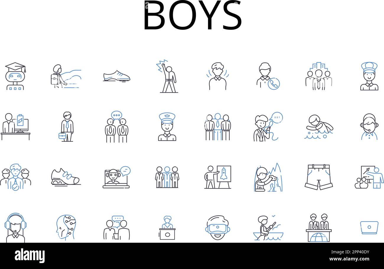 Boys line icons collection. Men, Guys, Males, Dudes, Bros, Lads ...
