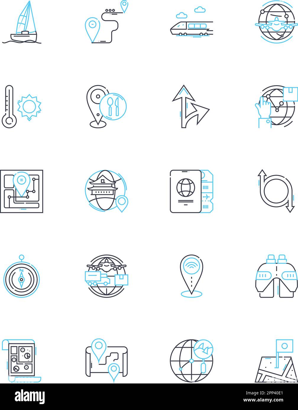 Satellite navigation linear icons set. GPS, Satellites, Navigation ... Satellite navigation linear icons set. GPS, Satellites, Navigation ...