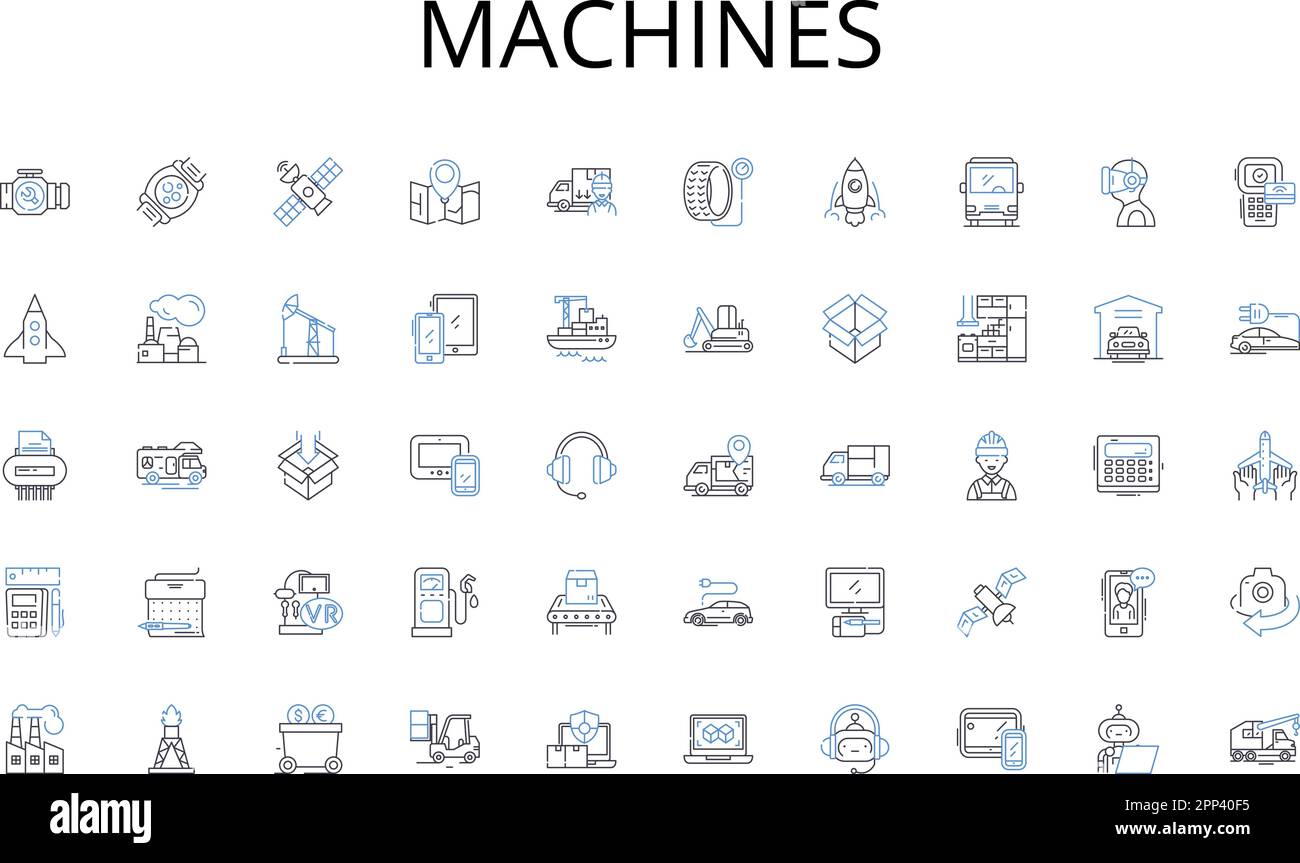 Machines line icons collection. Creativity, Progress, Imagination ...
