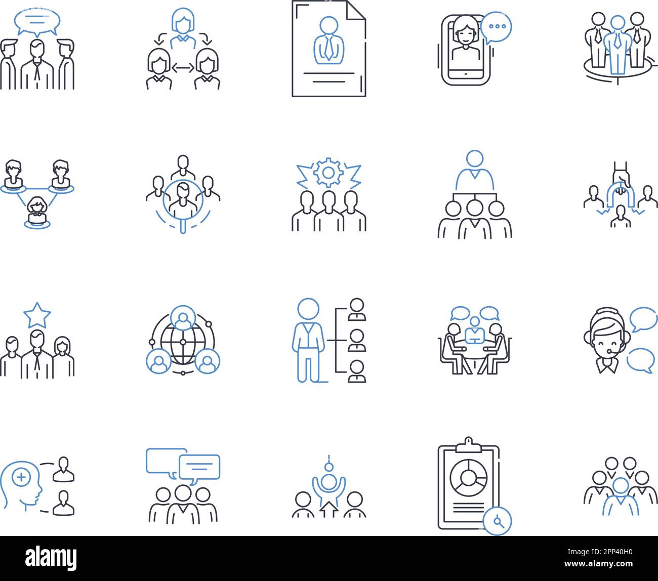 Handling Coworkers Line Icons Collection Communication Cooperation Collaboration Empathy