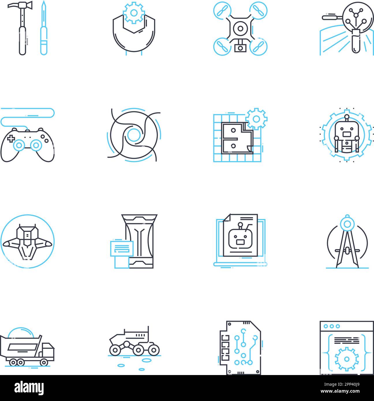 Constructor linear icons set. Build, Design, Blueprint, Framework ...