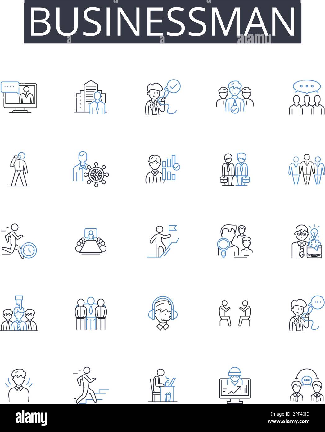 Businessman line icons collection. Loyalty, Incentives, Benefits, Engagement, Training ...