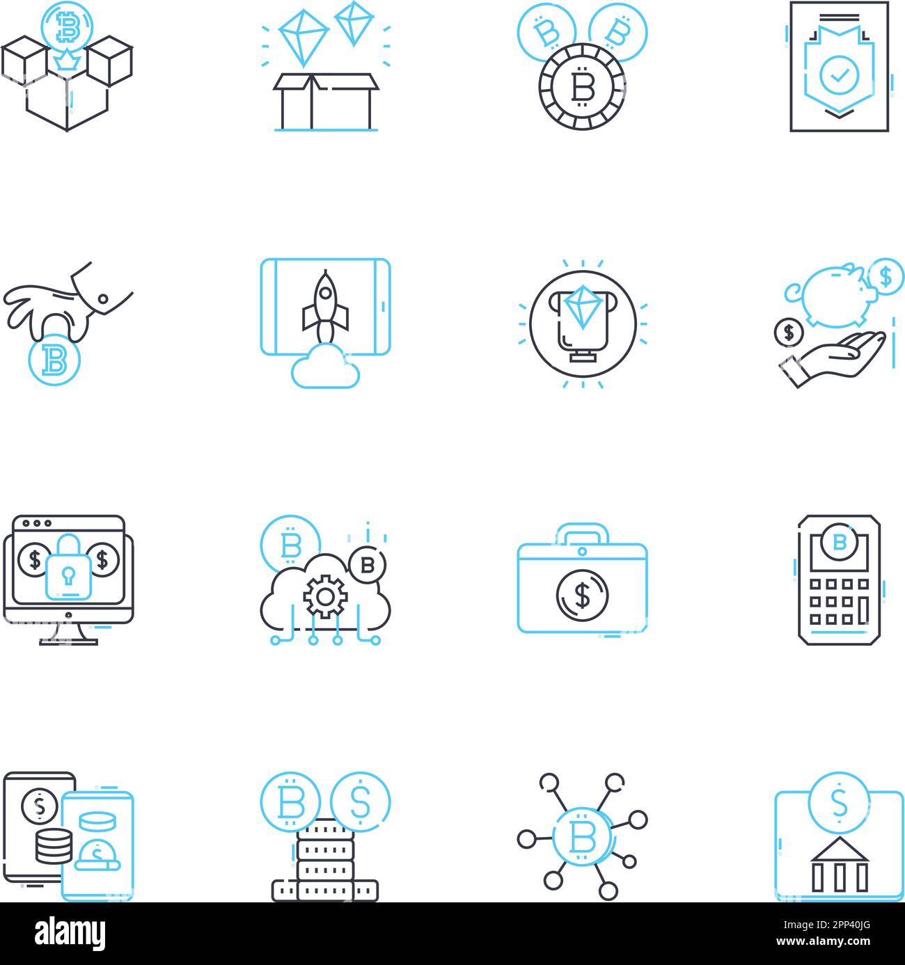 Stock Forecasting Linear Icons Set Prediction Trends Analysis