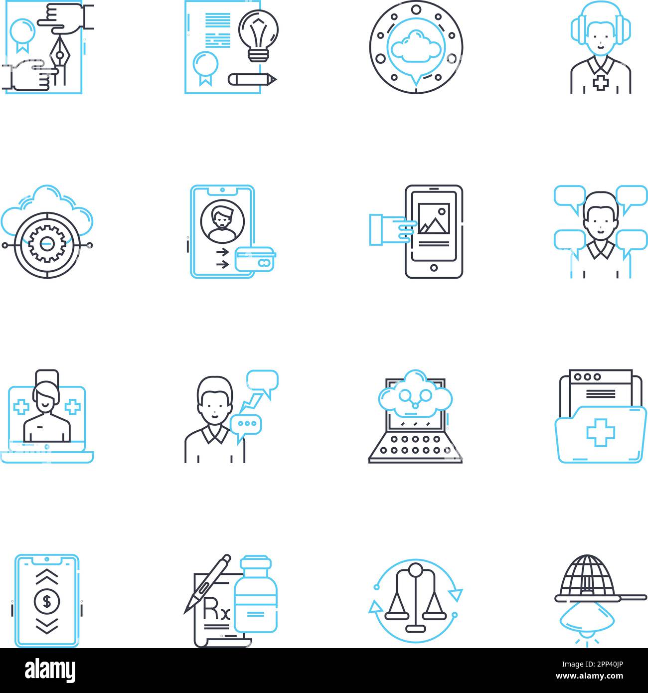 Social mobile linear icons set. Connectivity, Accessibility, Interaction, Sharing, Communication ...