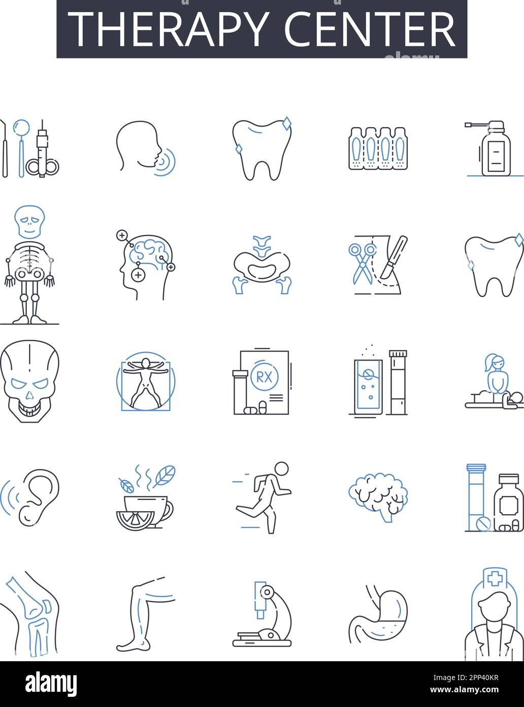 Therapy center line icons collection. Health clinic, Wellness spa ...
