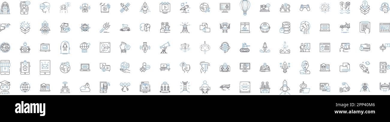 Artificial Tech Line Icons Collection Robotics Automation Machine Learning Ai Neural Nerks