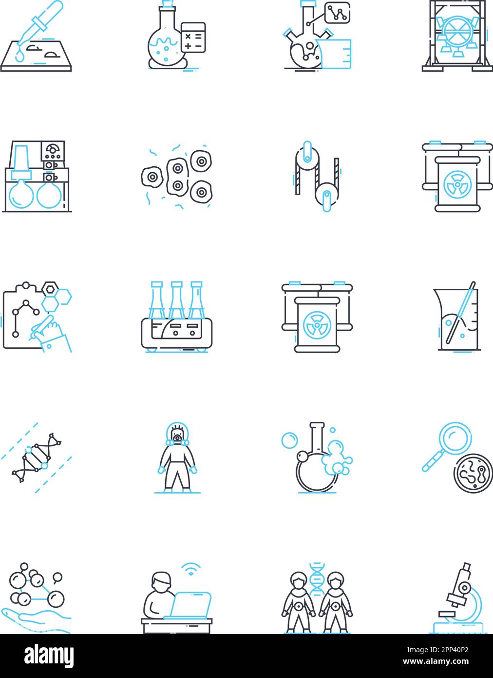 Scientific Inquiry Linear Icons Set Experimentation Observation Data