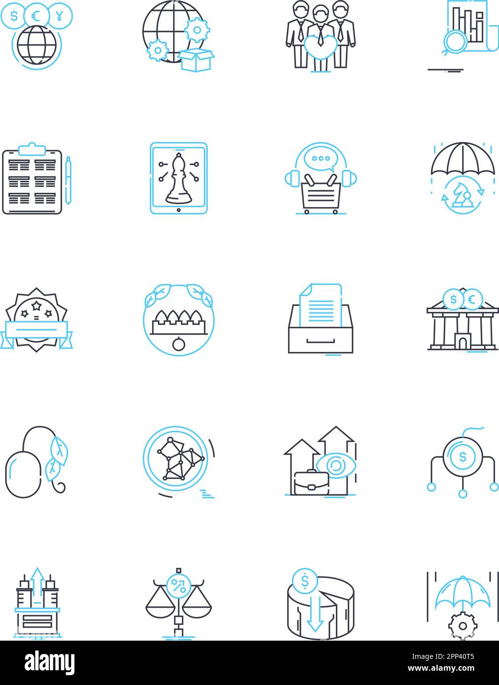 Organization Advancement linear icons set. Progress, Development ...