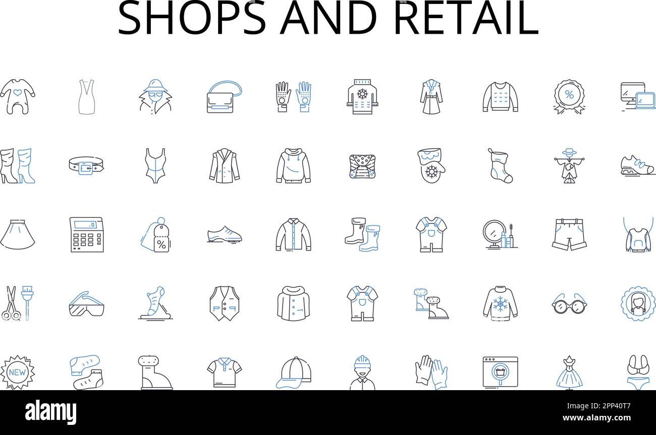 Shops and retail line icons collection. Accessible, Cloud-based ...