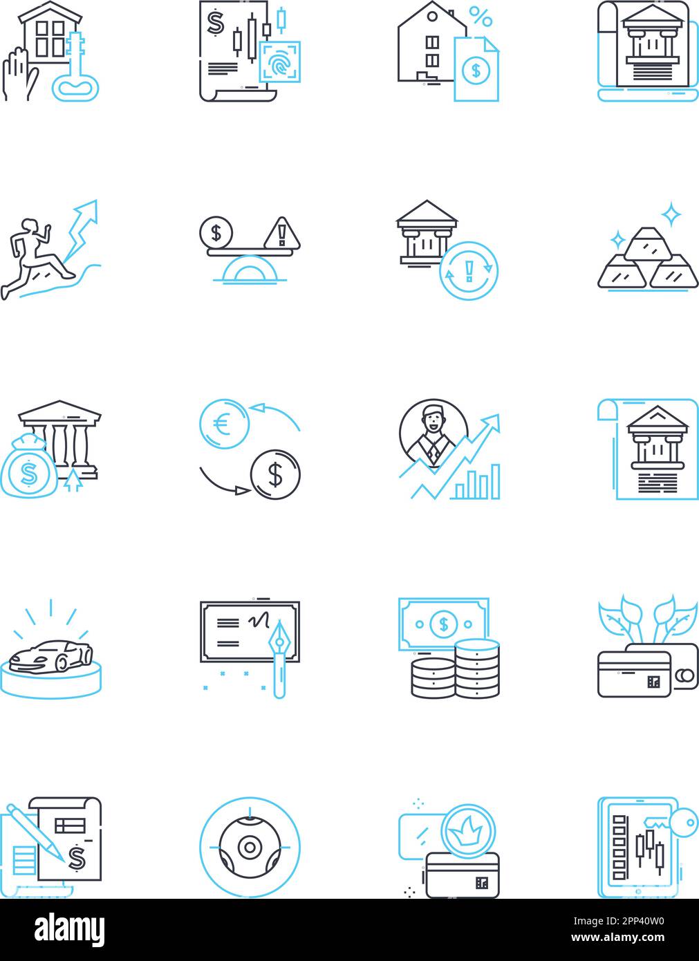 Wealth Accumulation Linear Icons Set Investment Income Saving