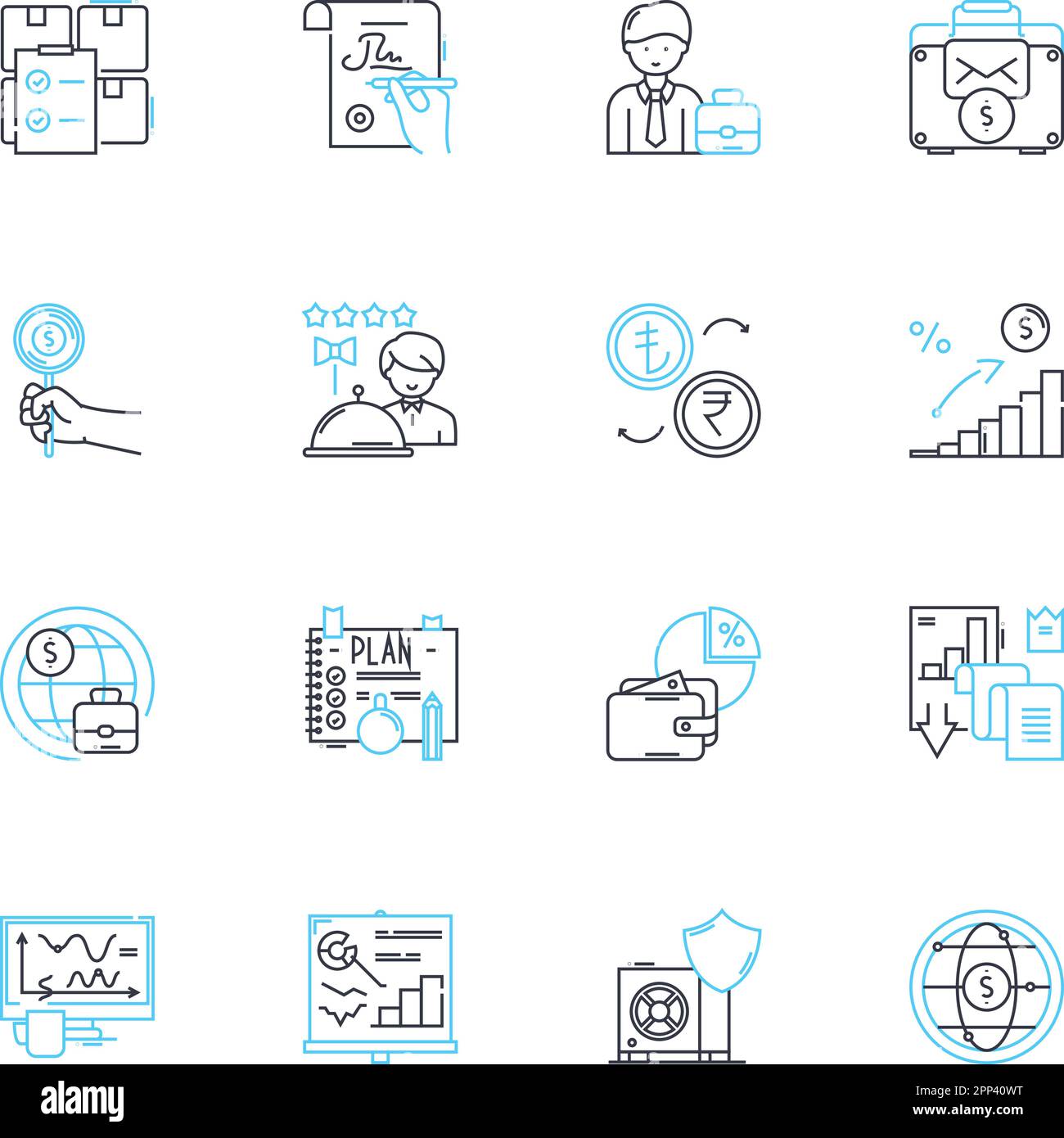 Education policy linear icons set. Accountability, Accreditation ...