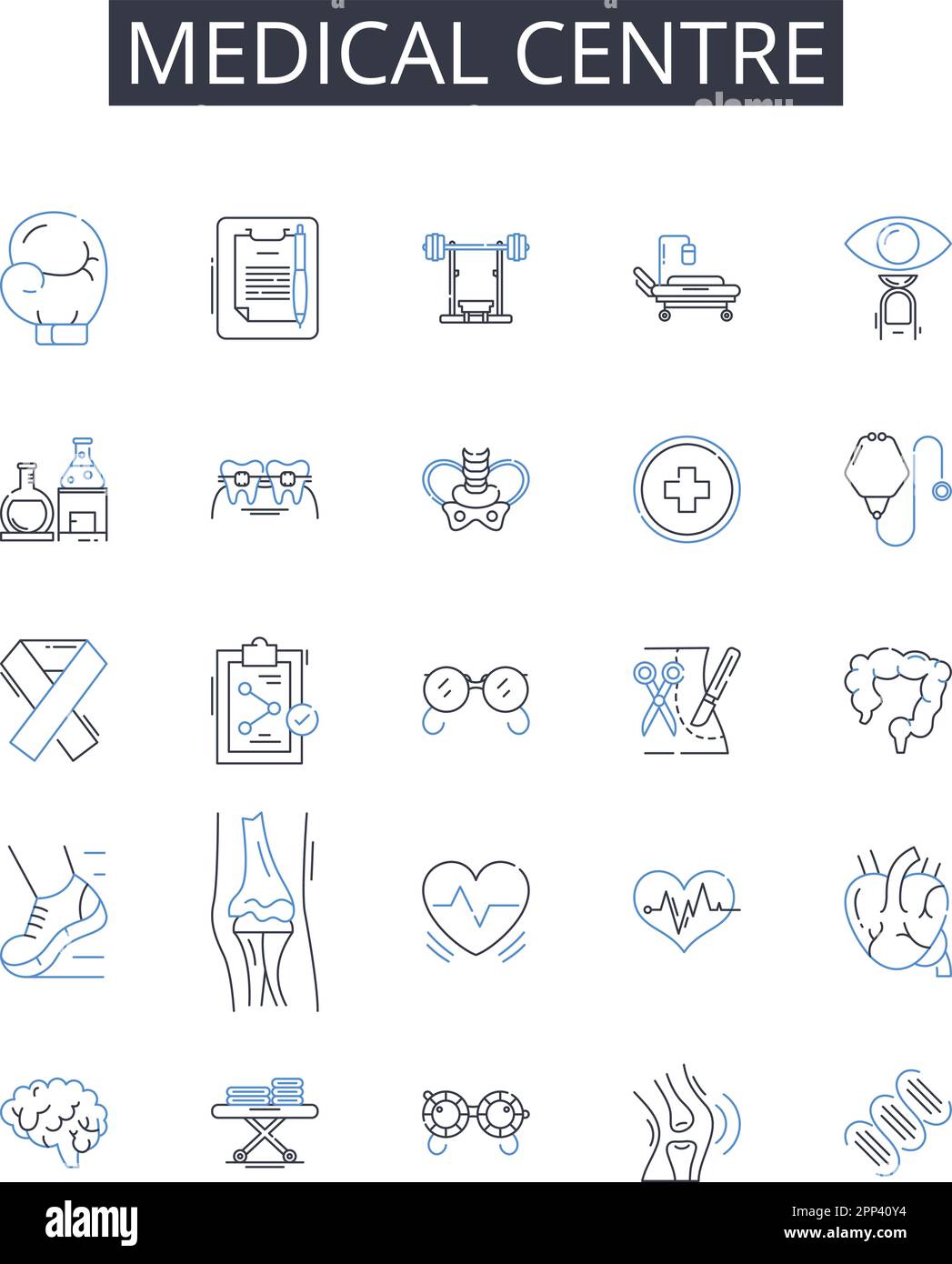 Medical centre line icons collection. Hospital, Clinic, Health center ...