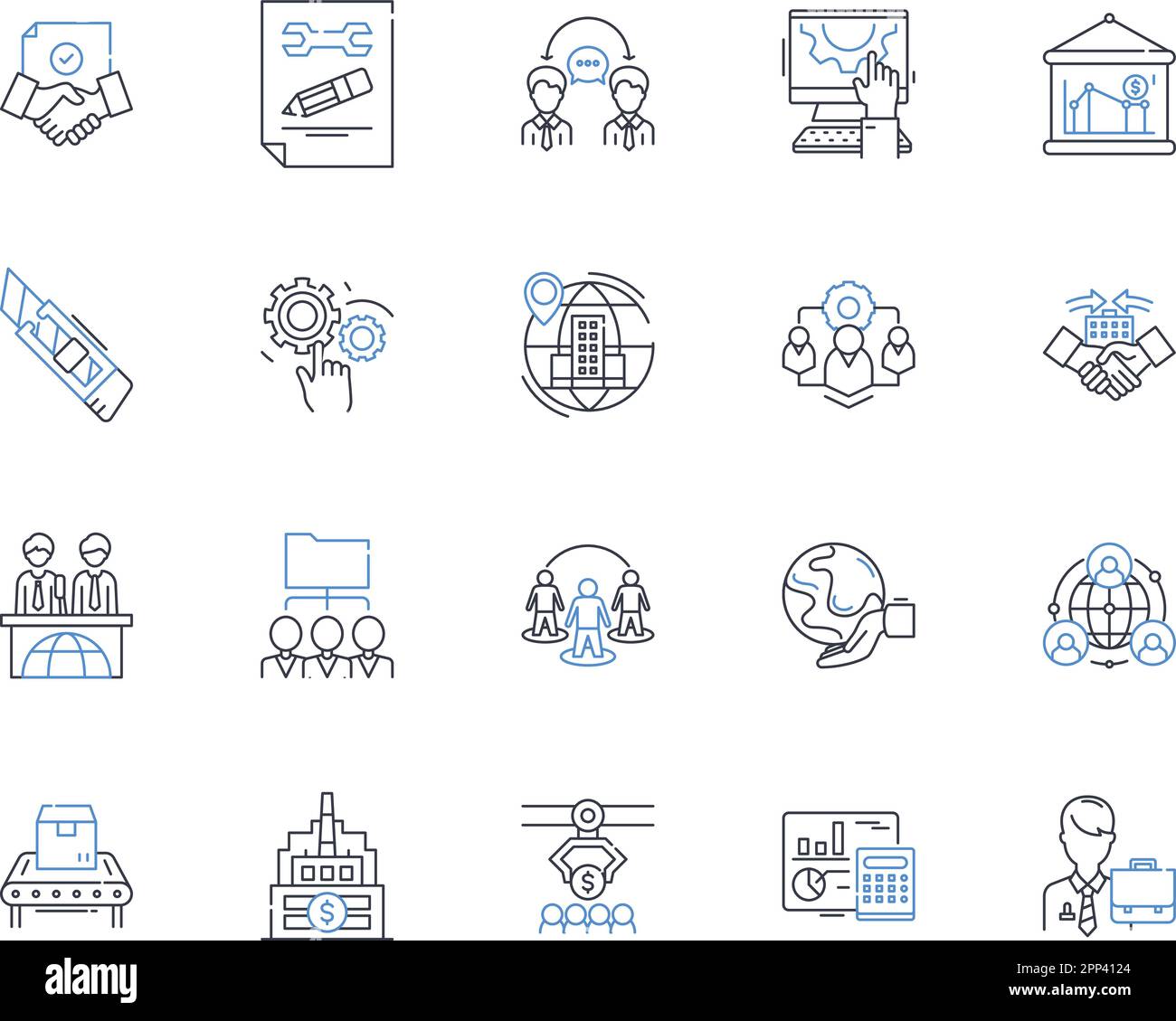 Establishment company line icons collection. Growth, Expansion ...