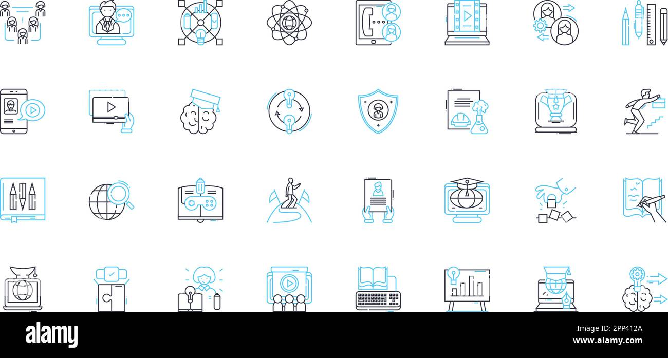 Education journey linear icons set. Learning, Growth, Exploration ...