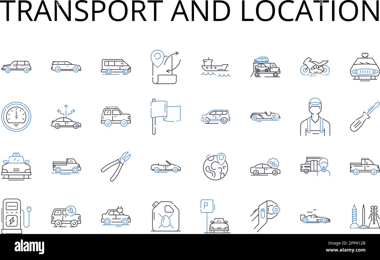 Transport and location line icons collection. ransport, Commute ...