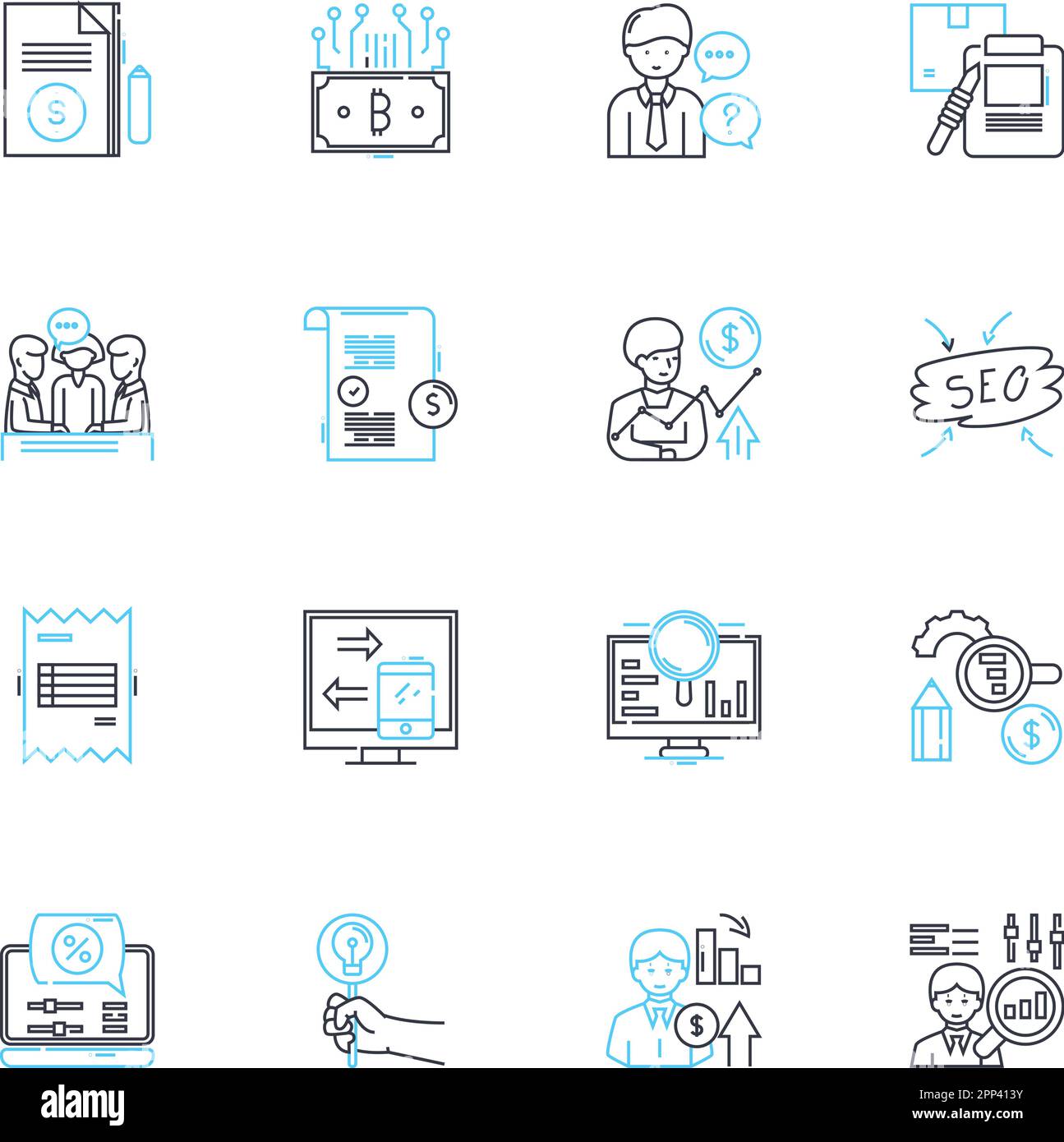 Strategic planning linear icons set. Forecasting, Analysis, Goal ... Strategic planning linear icons set. Forecasting, Analysis, Goal ...