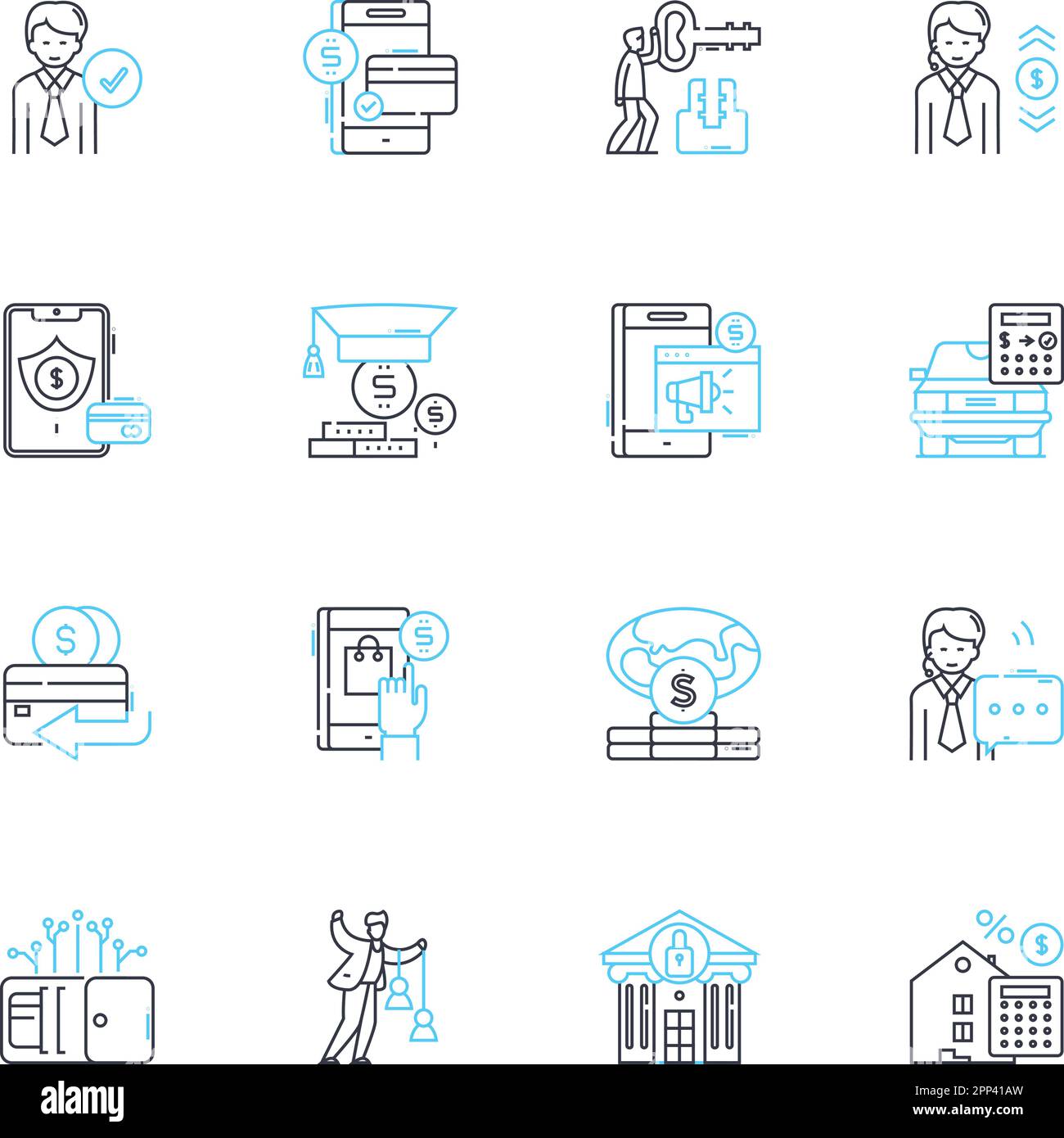 Wealth solutions linear icons set. Investments, Savings, Retirement ...