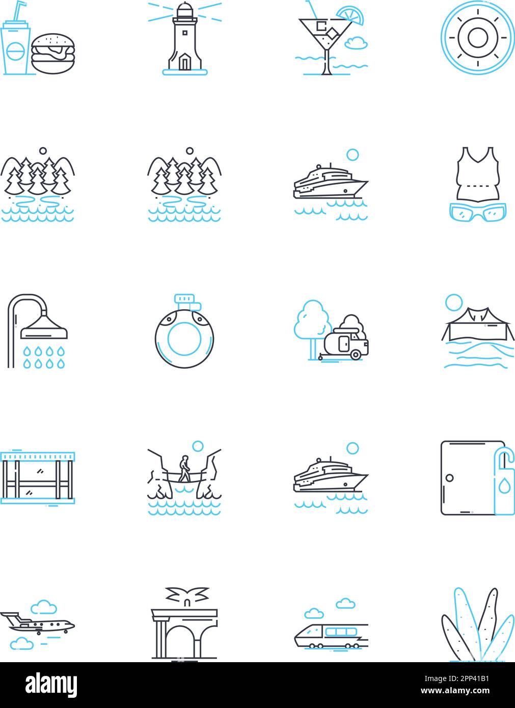 Jungle excursions linear icons set. Adventure, Nature, Wildlife ...