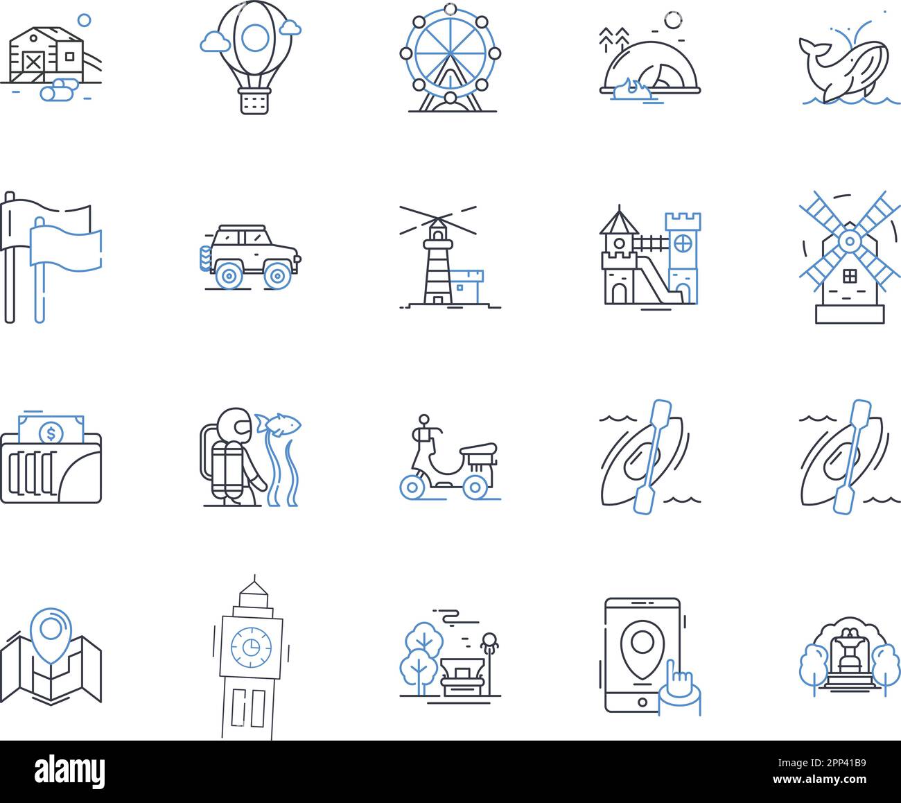 International pilgrimage line icons collection. Holy, Journey, Sacred ...