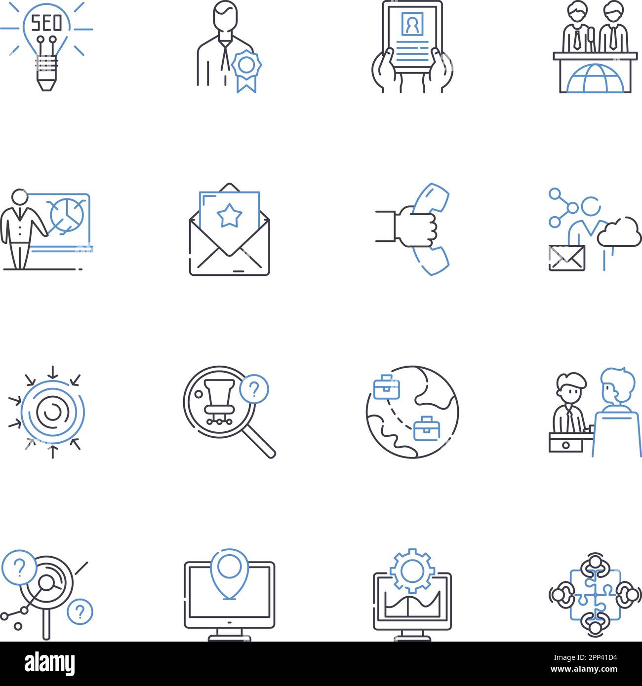 Recruitment planning line icons collection. Strategy, Analysis ...