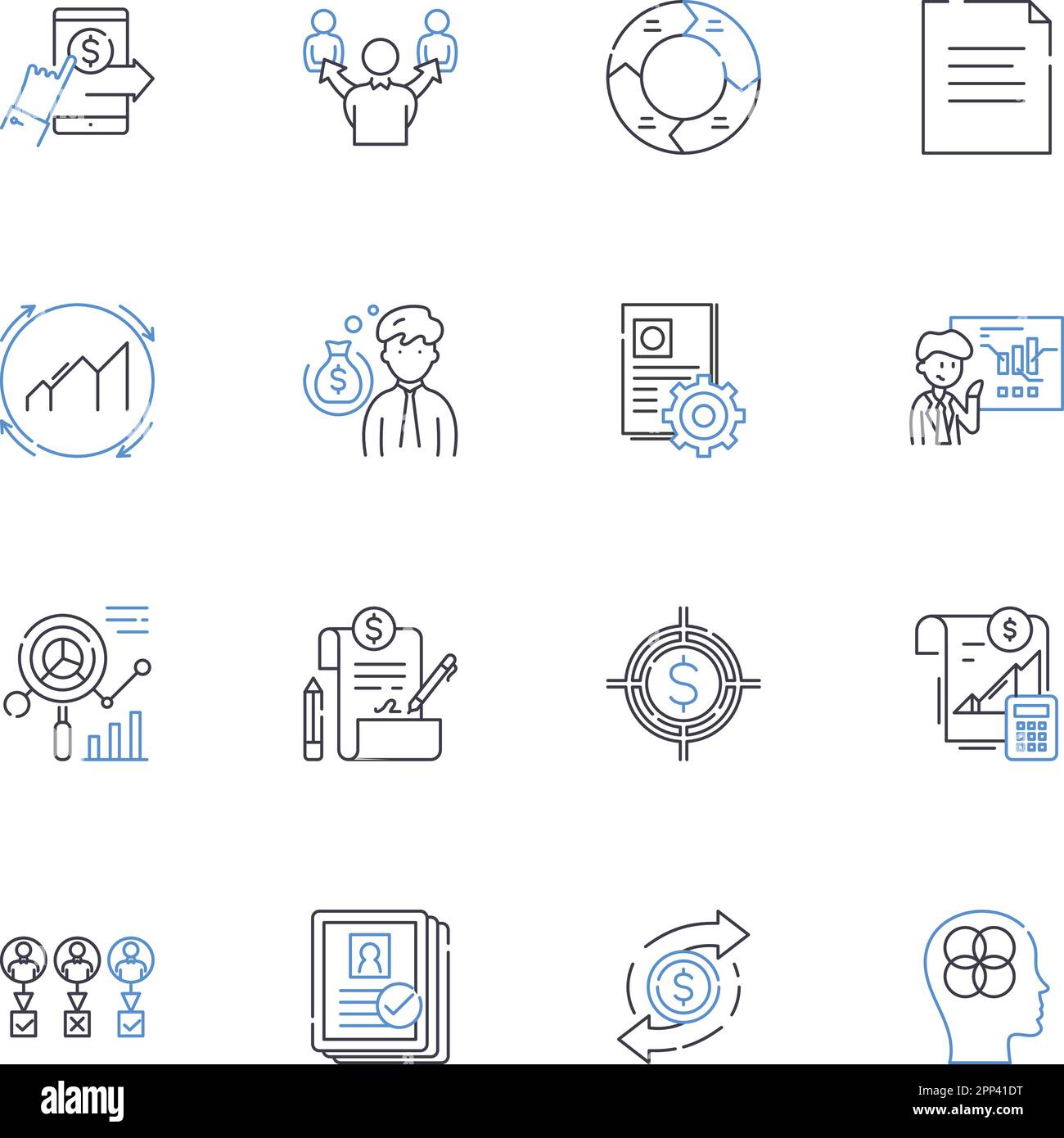 Balanced funds line icons collection. Diversification, Risk, Returns ...