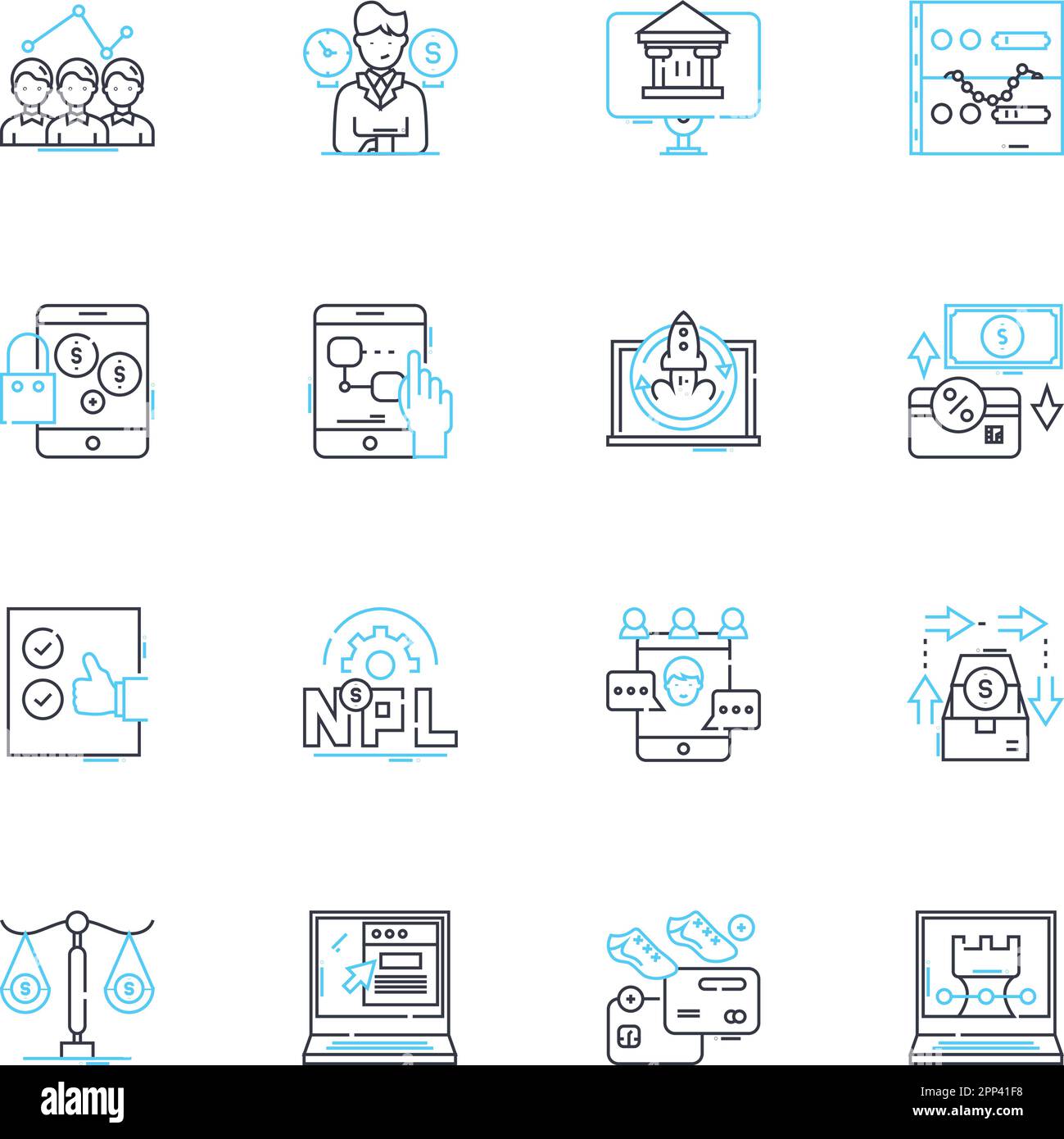 Wealth administration linear icons set. Investments, Asset management ...