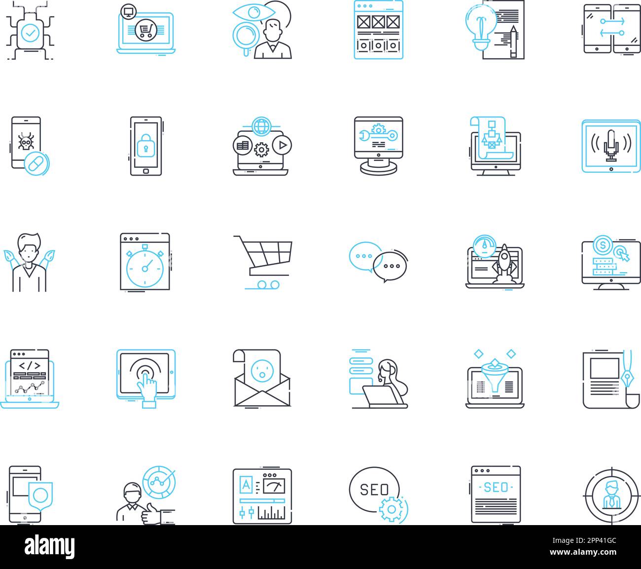 Service advertising linear icons set. Promote, Awareness, Campaign ...